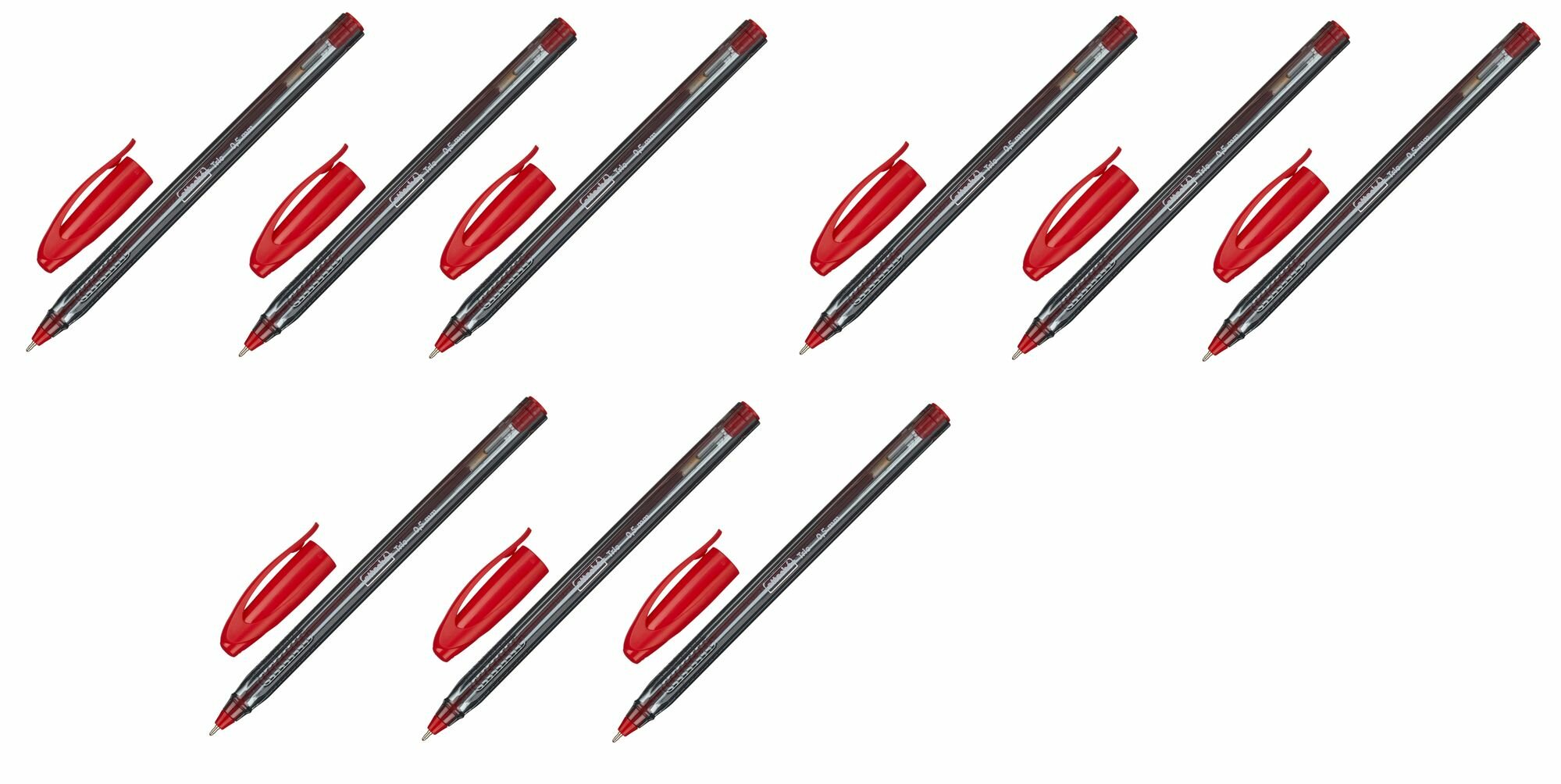 Attache Ручка шариковая Glide Trio, неавтоматическая, 0,5 мм, красная, 9 уп.