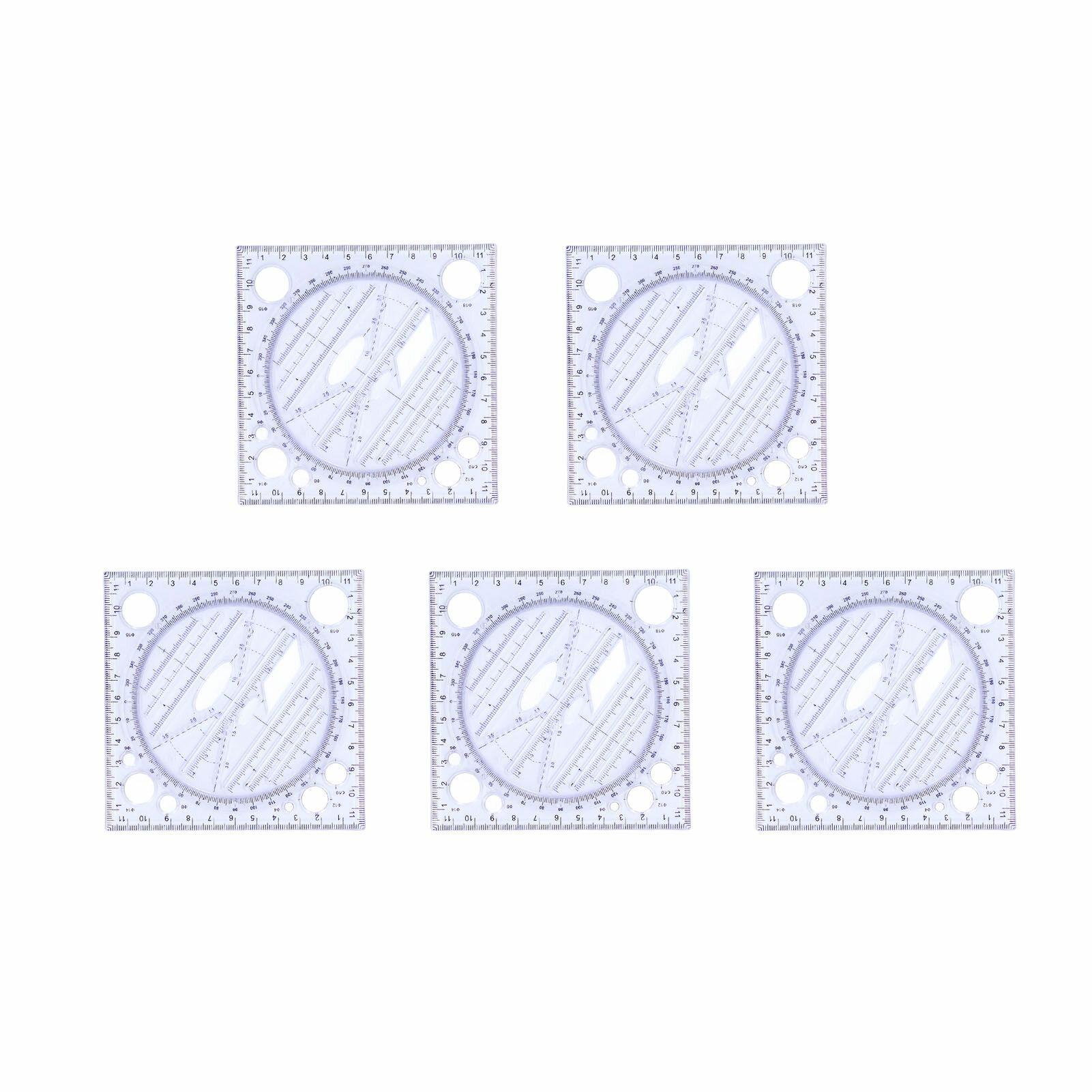 Многофункциональная линейка, 5 шт, прозрачная, легкая, портативная, гибкая, вращающаяся на 360 градусов, для школьного офиса