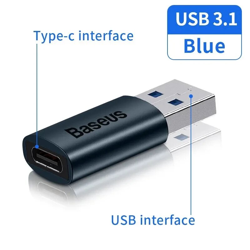 Адаптер Baseus OTG USB-Type C, конвертер типа C «мама» на USB «папа», адаптер USB 3.1 USB to TypeC