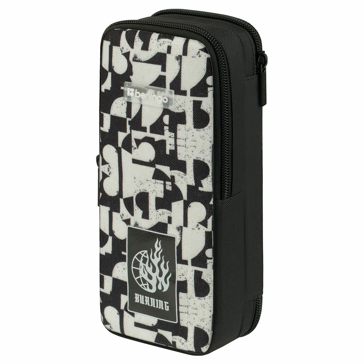 Пенал Berlingo "Burn", 2 отделения, 205х80х55 мм, полиэстер, внутренний органайзер (BR-PM-040405)