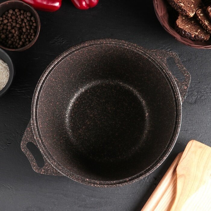 Кастрюля Kukmara Granit ultra, 2 л, стеклянная крышка, антипригарное покрытие