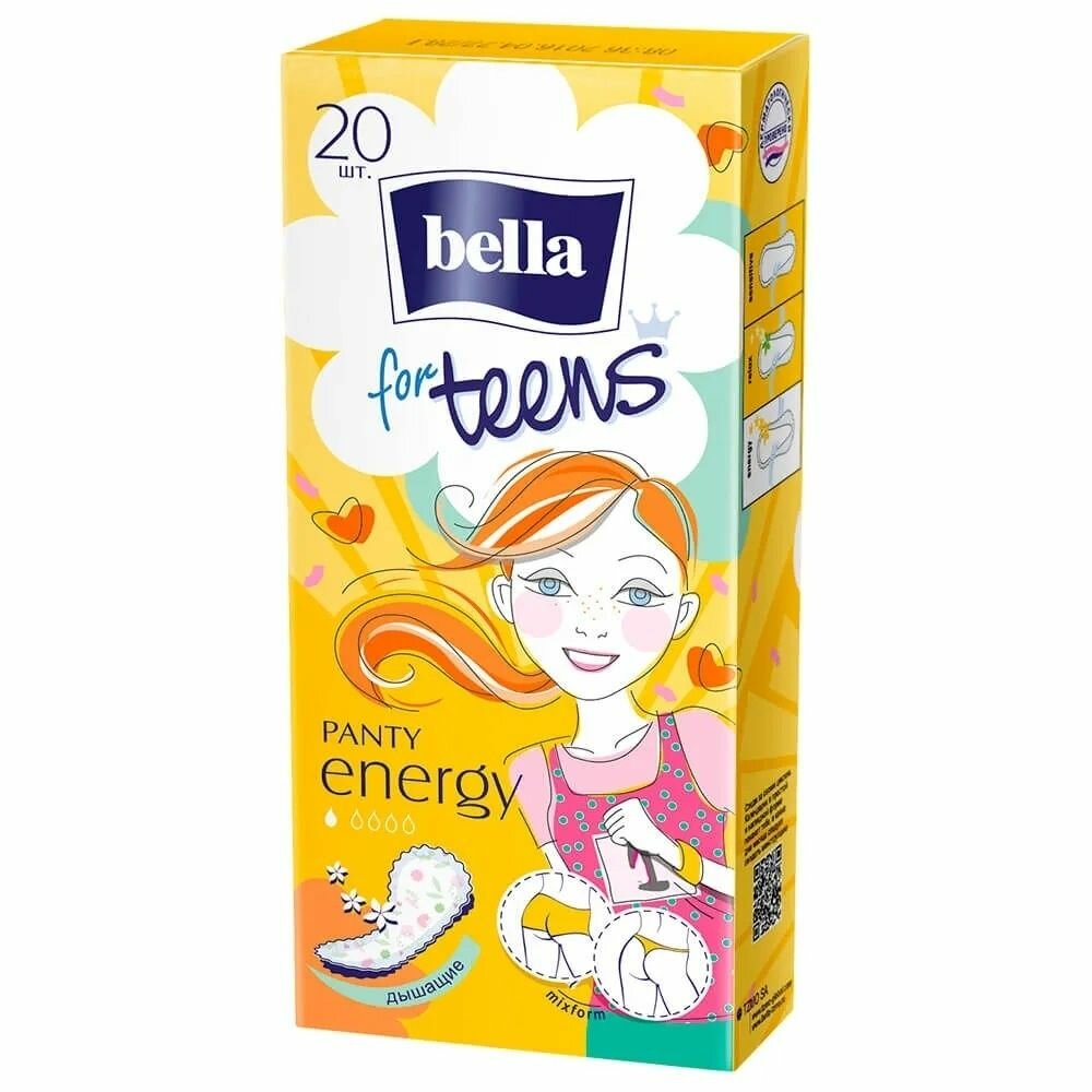 Прокладки женские BELLA ультратонкие, For teens renergy deo, ежедневные, 20 шт