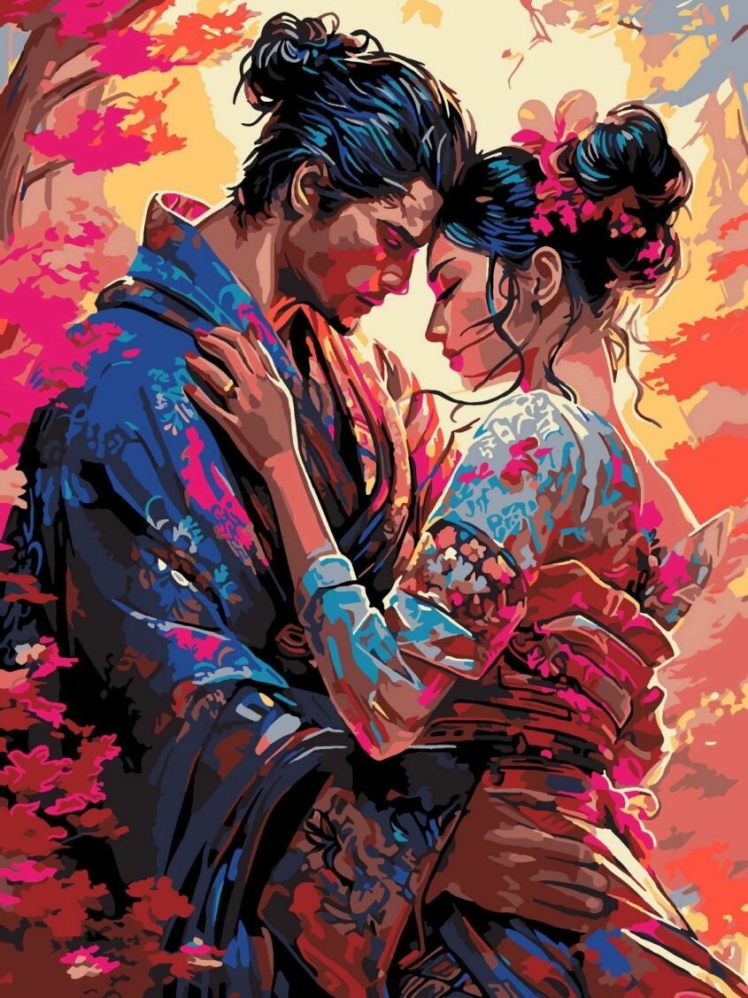 Картина по номерам LORI "В цвете сакуры", на картоне, 28,5х38 см