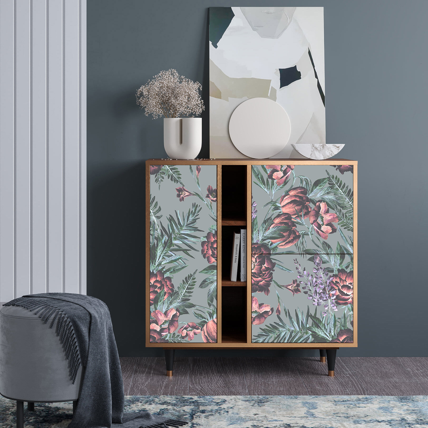 Комод - STORYZ - BS5 Light Peonies, Размер - 94 x 96 x 41 см, Цвет корпуса - , Орех