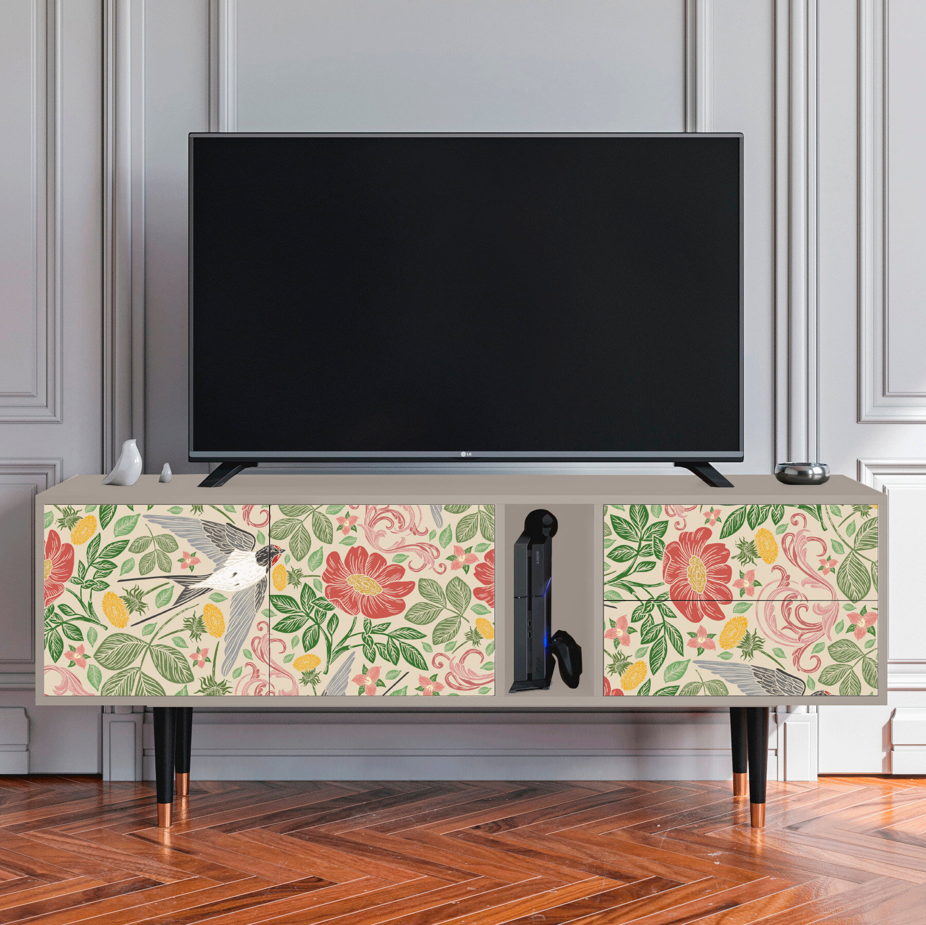 ТВ-Тумба - STORYZ - T1 Spring Swallow, Размер - 170 x 69 x 48 см, Цвет корпуса - , Сатин
