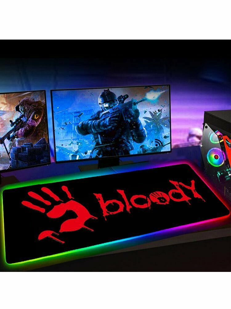 Коврик для мыши Bloody "Ghost", игровой, RGB, прошитый, 40x90 см