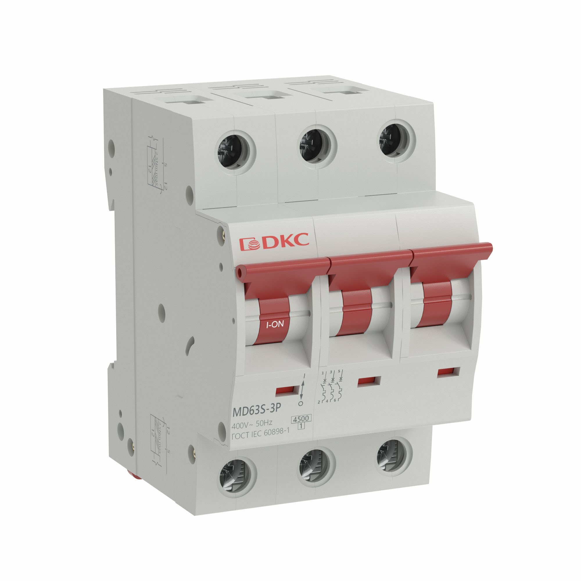 DKC Автоматический выключатель модульный YON max типа MD63S, 4,5кА, 3 полюса, хар-ка C, 40А, MD63S-3PC40