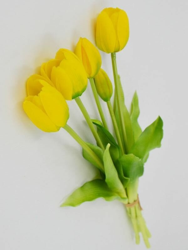 Искусственные тюльпаны, силиконовые, длина 40см, цвет желтый, 10 веток