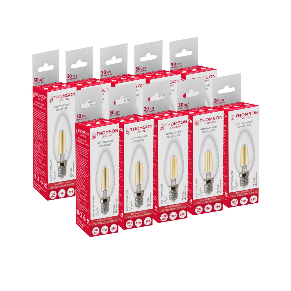 Лампа светодиодная Thomson TH-B2030 10Вт цок: E14 свеча 220B 4000K св. свеч. бел. нейт. Tail Candle (уп