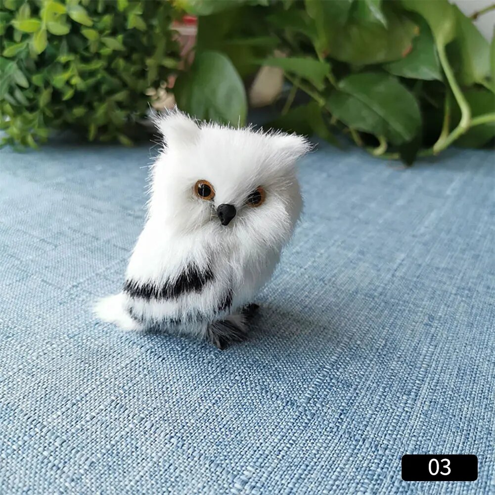 Милая сова из меха, 7см, Белый, Owl 03