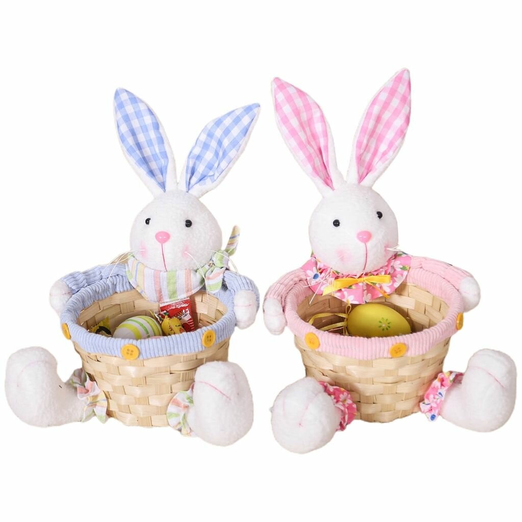 (1 пара) Корзина для конфет с пасхальным кроликом
