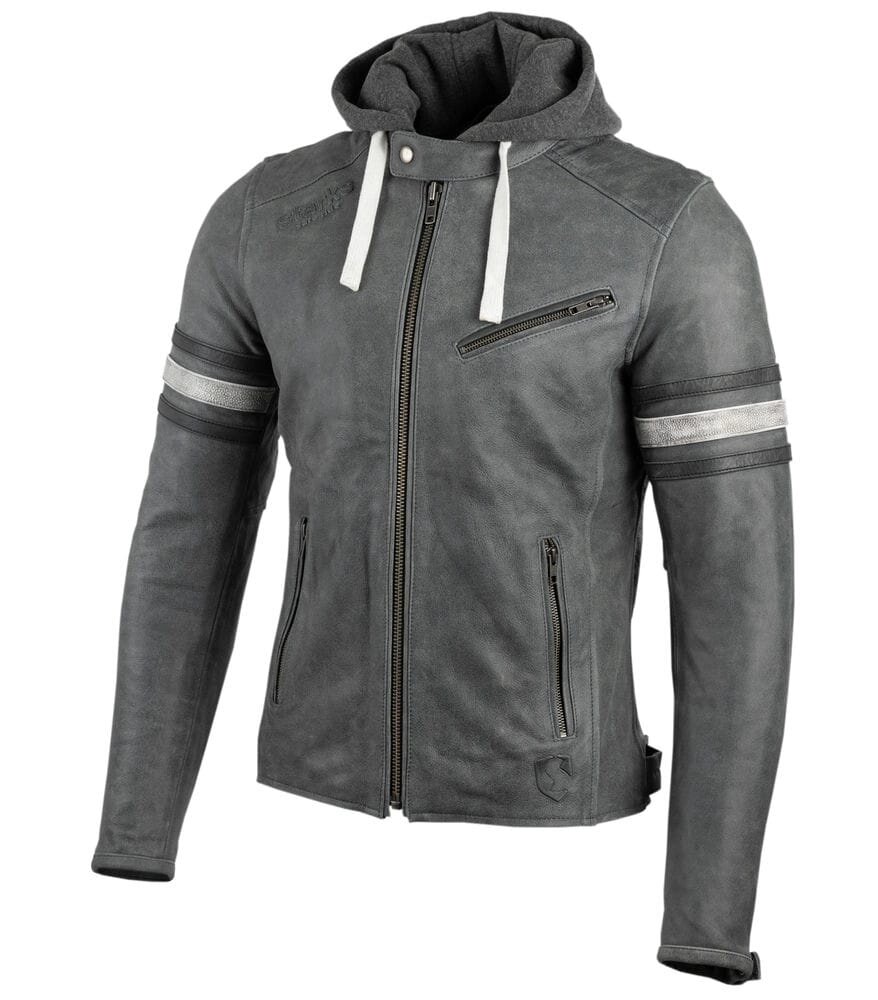 Мотокуртка кожаная мужская STARKS Major, цвет серый, размер XL