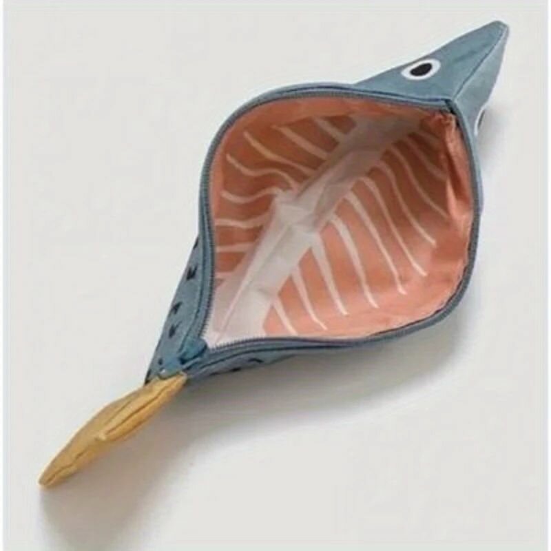 Пенал для карандашей, Пенал в форме рыбы, Длина 28 см,1 шт. Интересный пенал, Вы можете увидеть его внутренности.