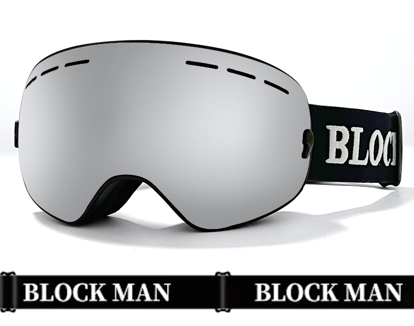 Горнолыжная маска BLOCK MAN, цвет линзы серебристый, черная рамка, сферическая, коэффициент VLT 9,2%
