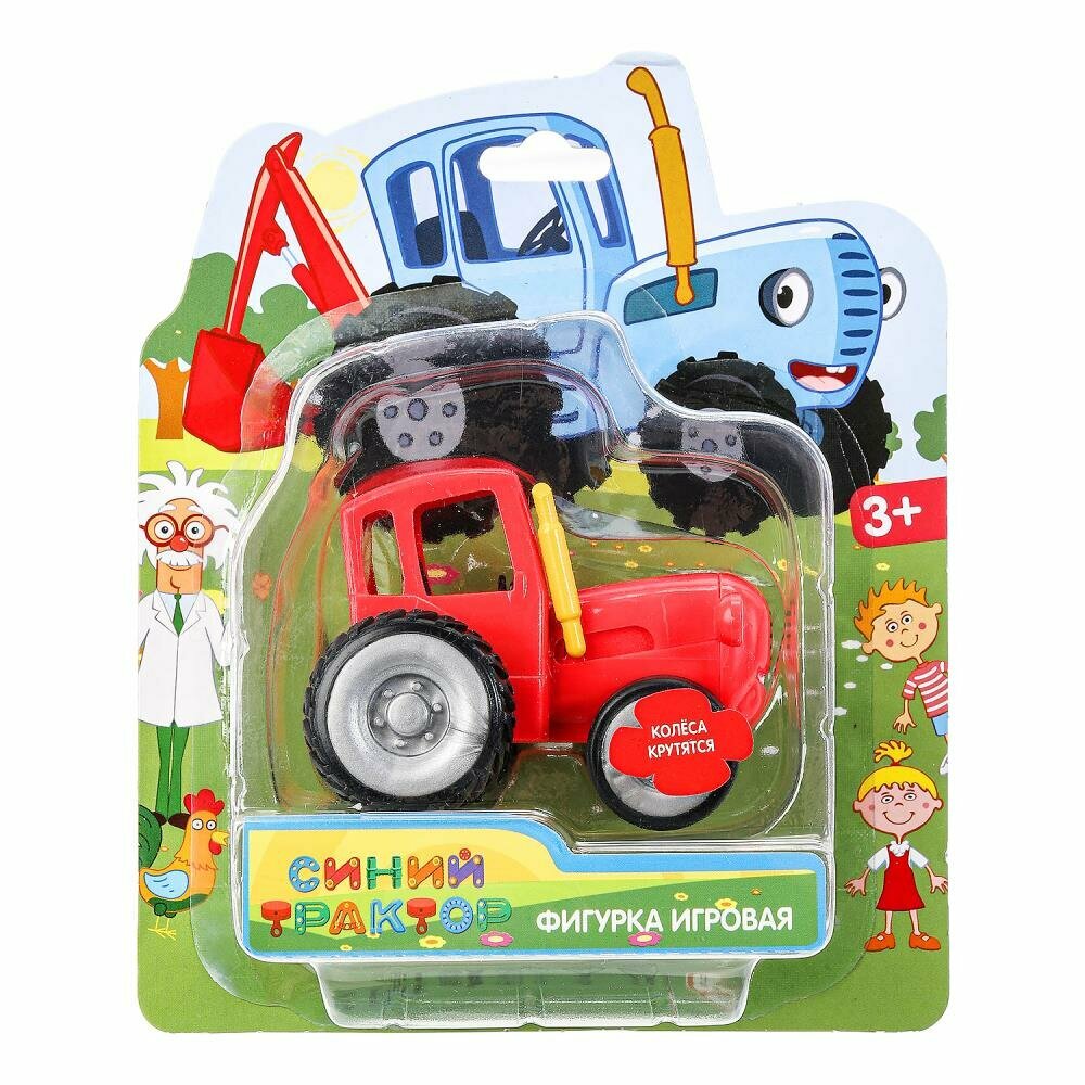 Фигурка "Синий Трактор" - красный Трактор, 6 см. подвижные колёса, Играем Вместе PF-REDTRACTOR-RU