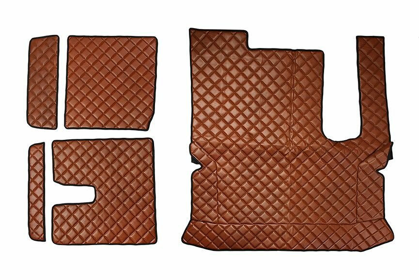 Коврик автомобильный экокожа стеганый MAN TGX c 2007 г (Автомат + 1 выдвижной ящик) Коричневый