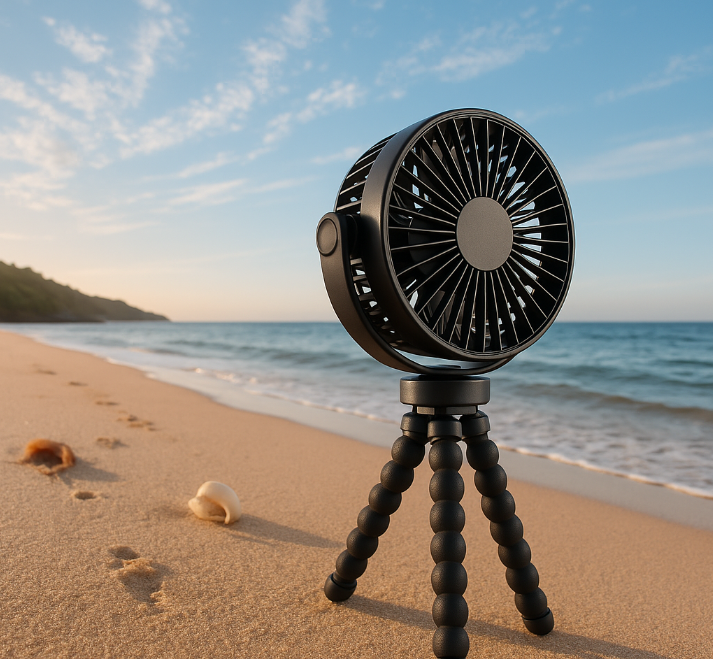 Портативный вентилятор с аккумулятором 2000 mah с регулируемой треногой, черный