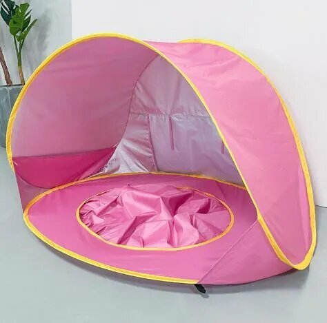 Детская пляжная палатка с бассейном, защита от УФ, сумка для переноски, 4 колышка