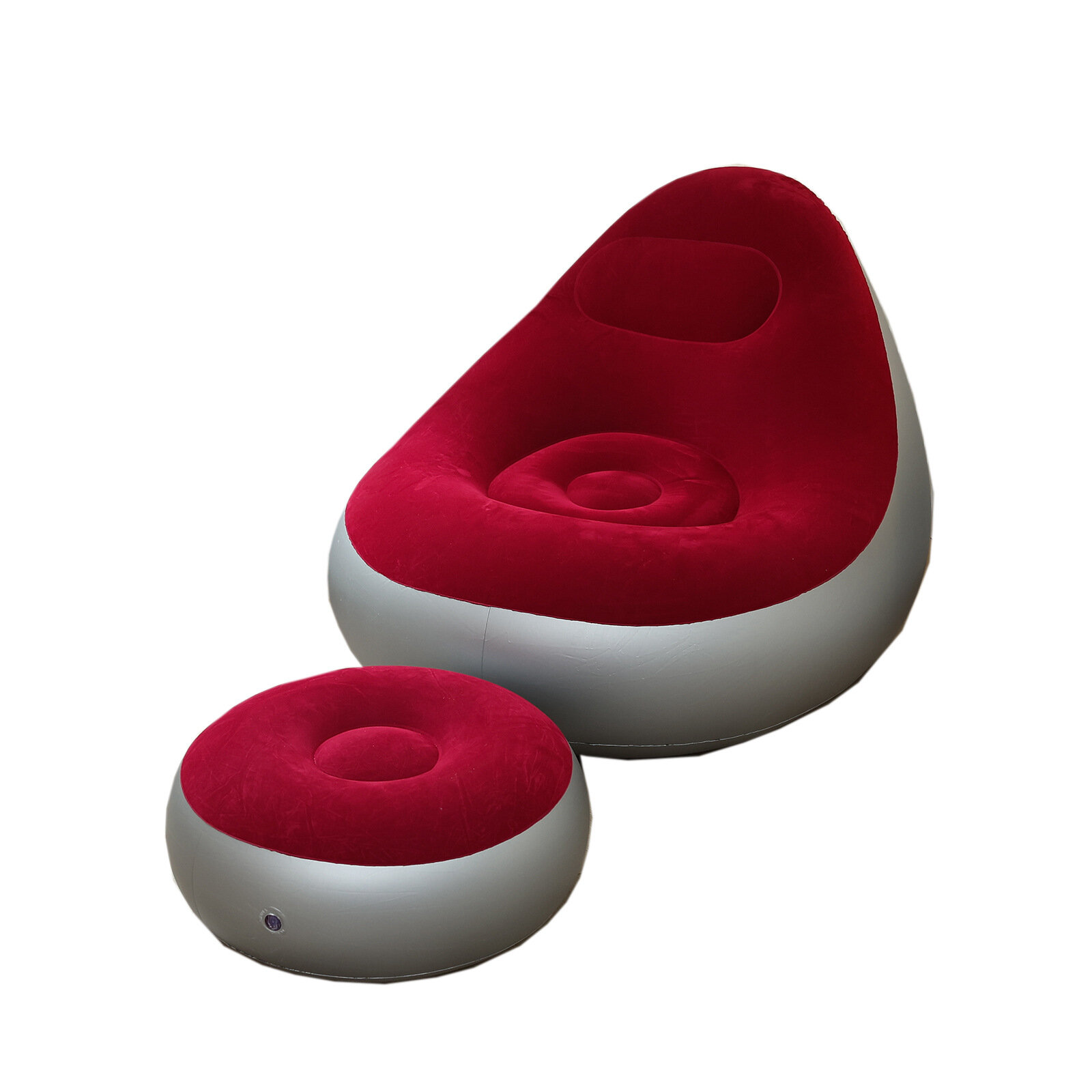 Кресло надувное с пуфиком, с поддержкой спины, для отдыха на природе, красное