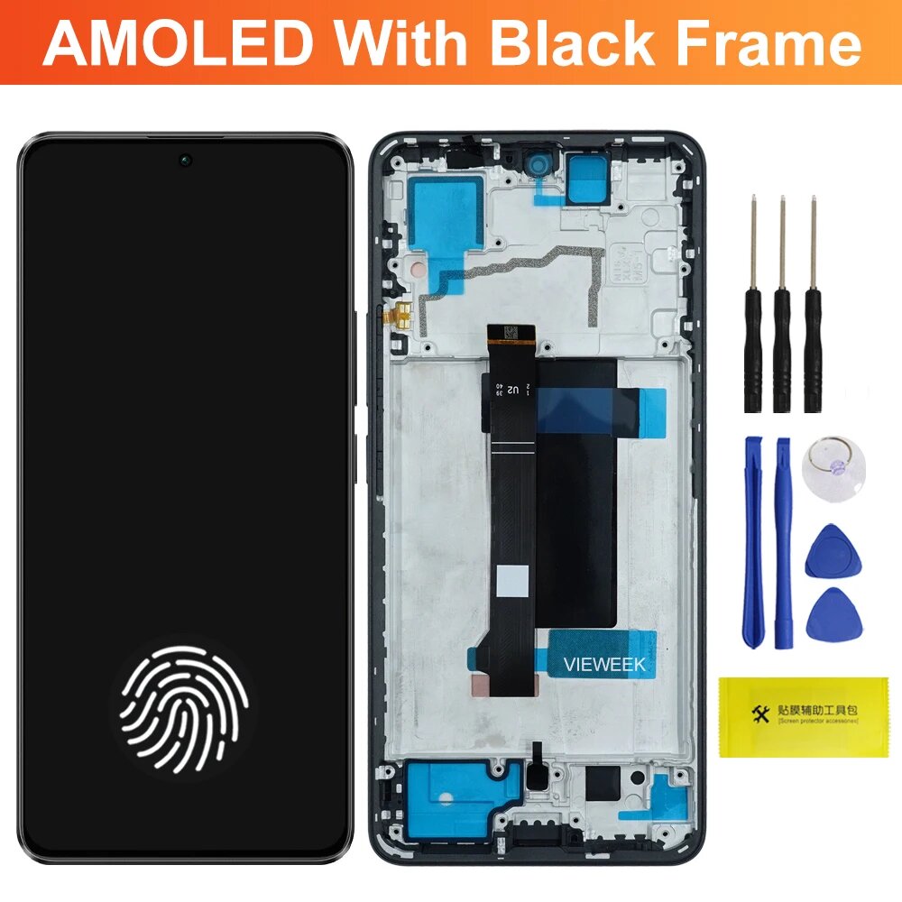 Замена экрана AMOLED POCO X6 5G для Xiaomi Poco X6 23122PCD1G 23122PCD1I, AMOLED Black Frame