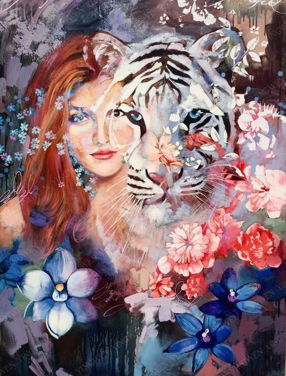 Алмазная картина "Абстрактная Девушка" алмазная огранка 40х50 см,40X50CM, белый