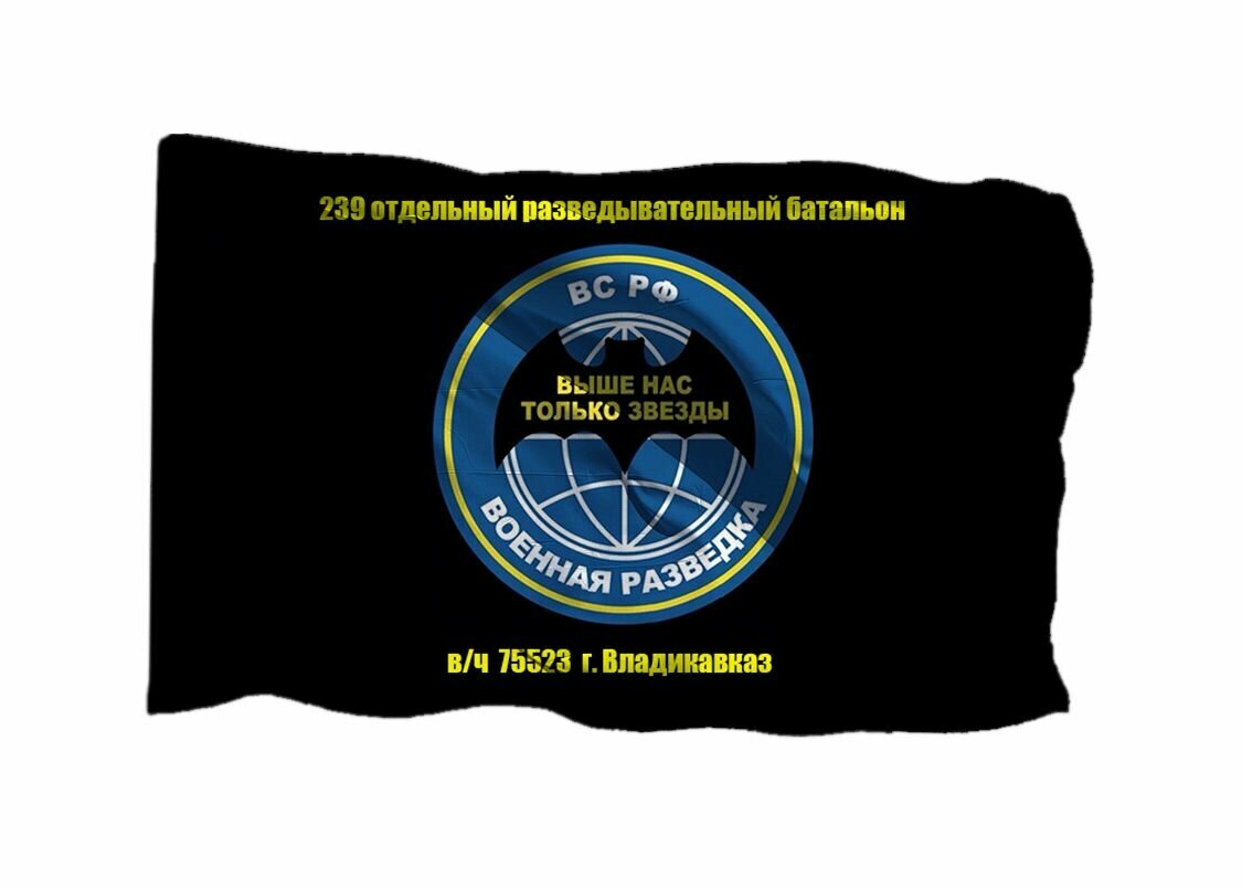 Флаг 239 орб отдельный разведывательный батальон в/ч 75523 г. Владикавказ, 90х135 см на сетке для улицы, для флагштока