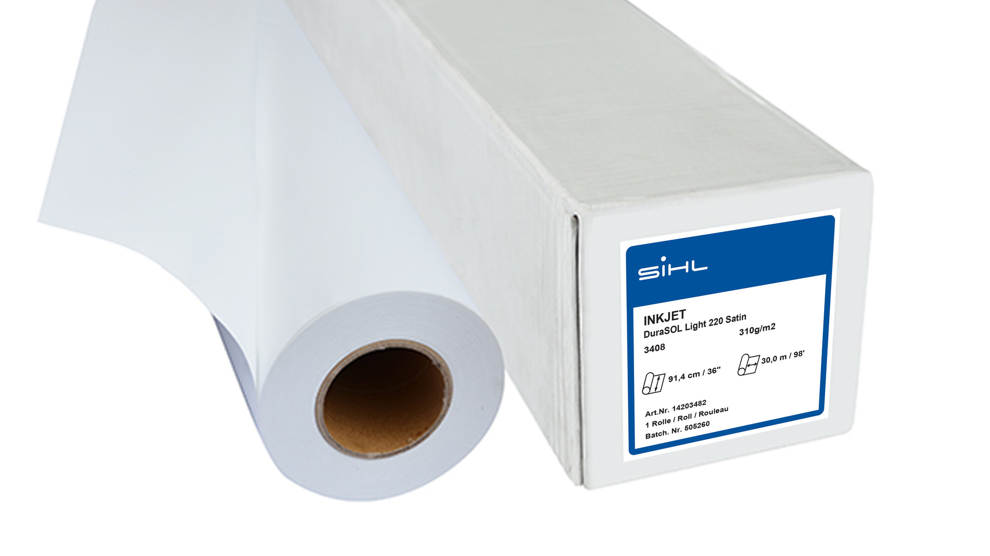 Пленка в рулоне ПВХ для стендов РоллАп DuraSOL Light 220 Satin для печати экосольвент, латекс, УФ 1,07x30 м