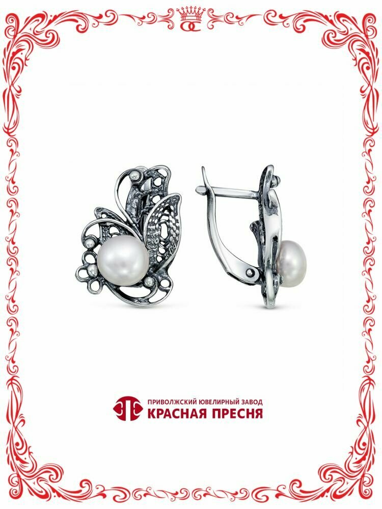 Серьги, жемчуг культивированный