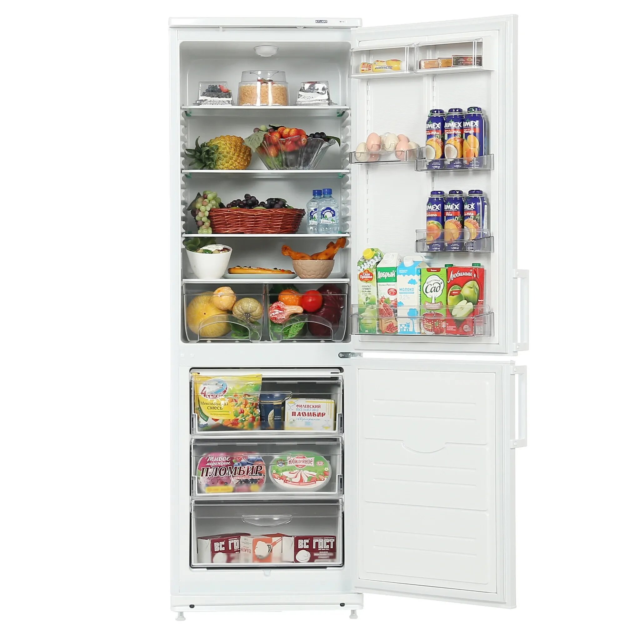 Холодильник ATLANT XM 4021-000 с морозильной камерой, 345 литров, полноразмерный, белый