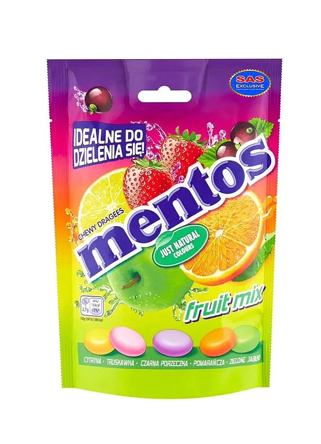 Mentos Fruit mix Жевательные конфеты драже фруктовые, 160 гр