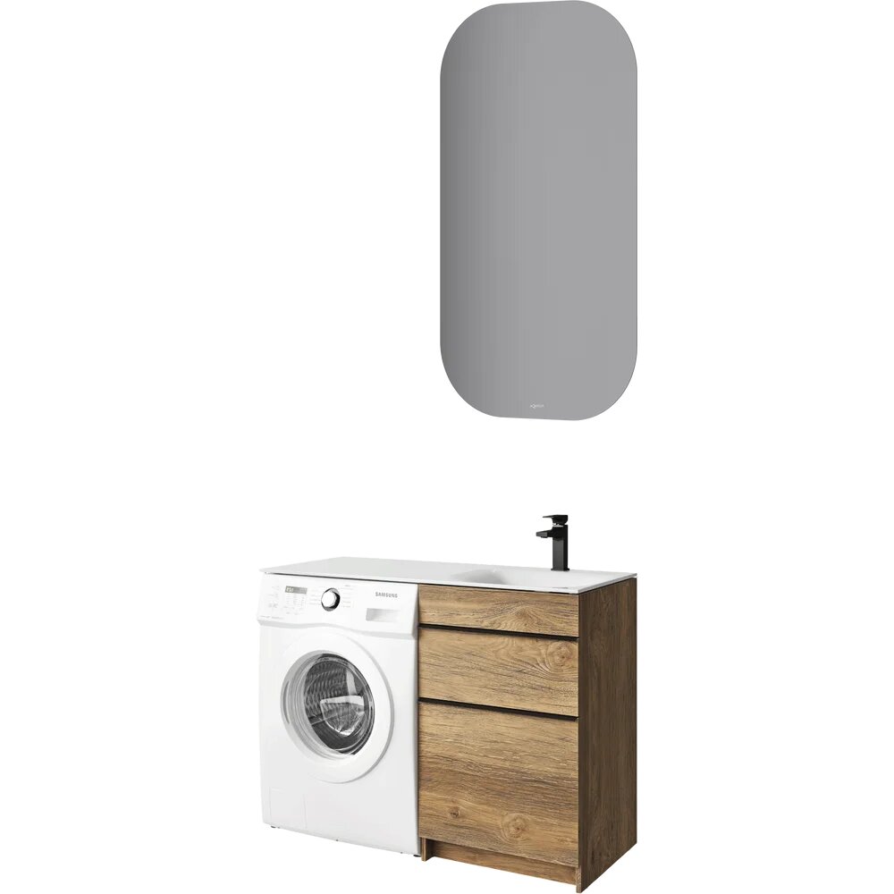 Мебель для ванной комнаты Aqwella Terra 53 R напольная, под стиральную машину, дуб балтийский