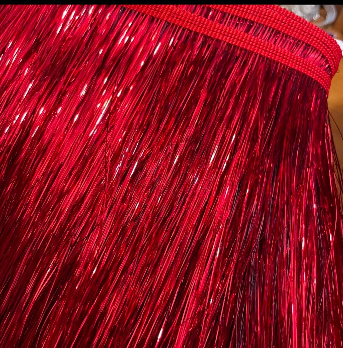 Лазерная бахрома золотая и серебряная 20 см Красный, Red