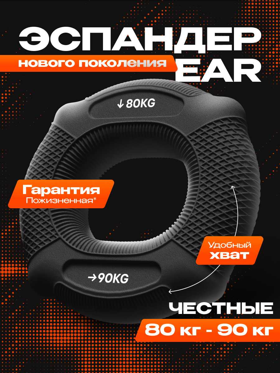Нагрузка - 80кг - 90кг эспандер кистевой FITFILIP, модель EAR