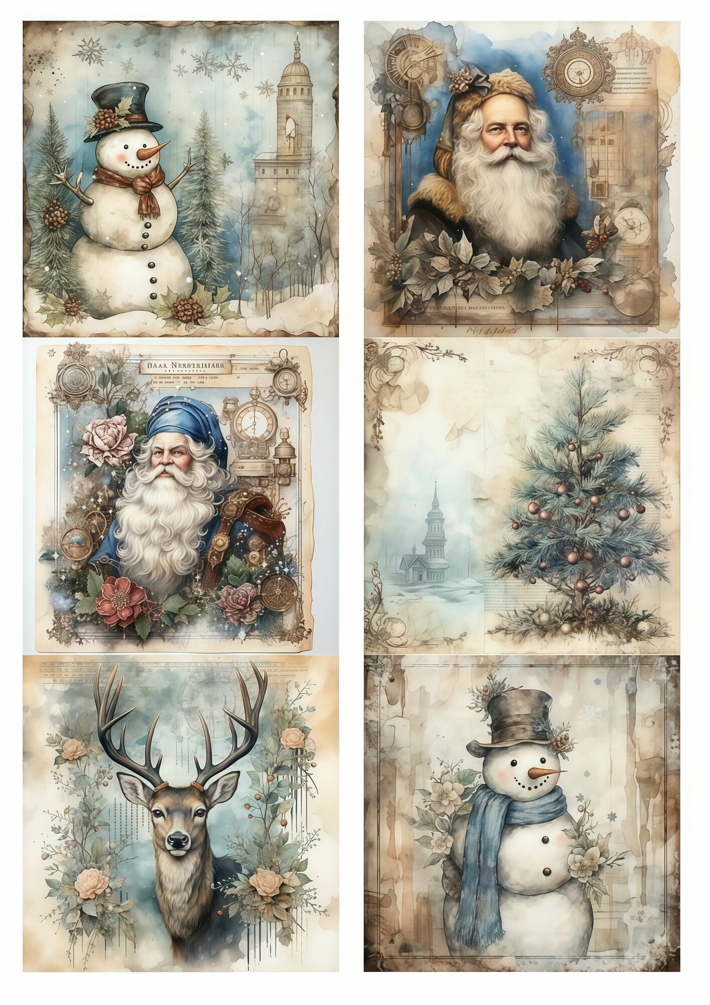 Декупажная карта AT Deco "About Time", А4, белая, бежевая, серая