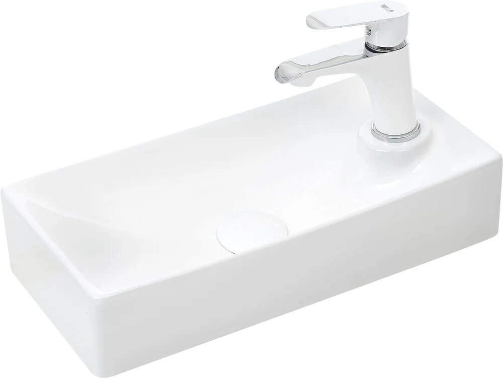 Раковина маленькая в туалет Weltwasser WW Aisbach 5112 45 мини, подвесная, прямоугольная, фаянсовая, белая, 44, 5 см