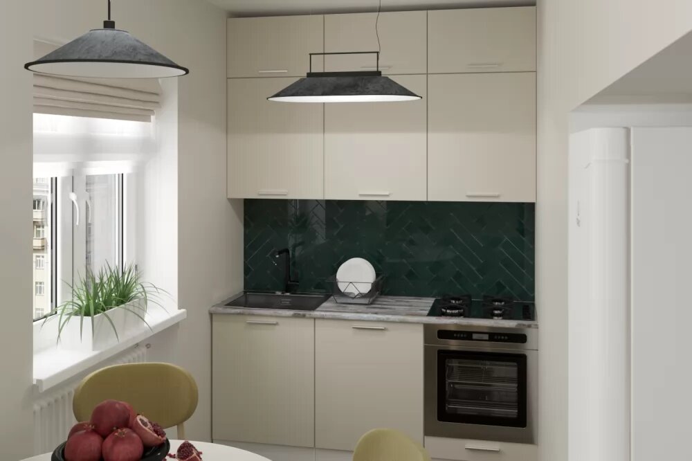 Кухонный гарнитур Герда Дюна макси 2 1800 мм, каркас ЛДСП, фасад ЛДСП, Белый/Кашемир