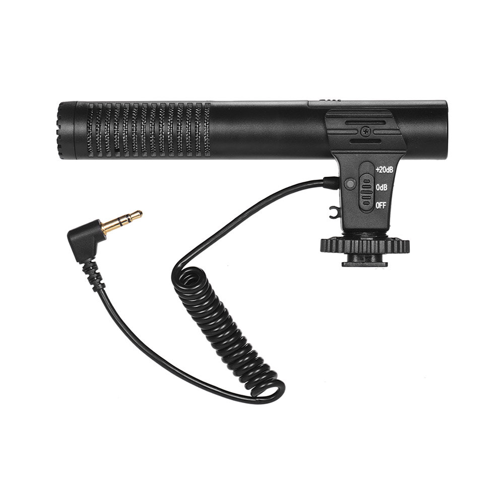 Микрофон для видеозаписи камеры Super-Cardioid Pickup Mini Mic для фотографии интервью блога для камер DSLR видеокамер, черный, мономер Электростатический Конденсаторный Голова, направленность Супер-кардиоидная Направленность, частотный диапазон