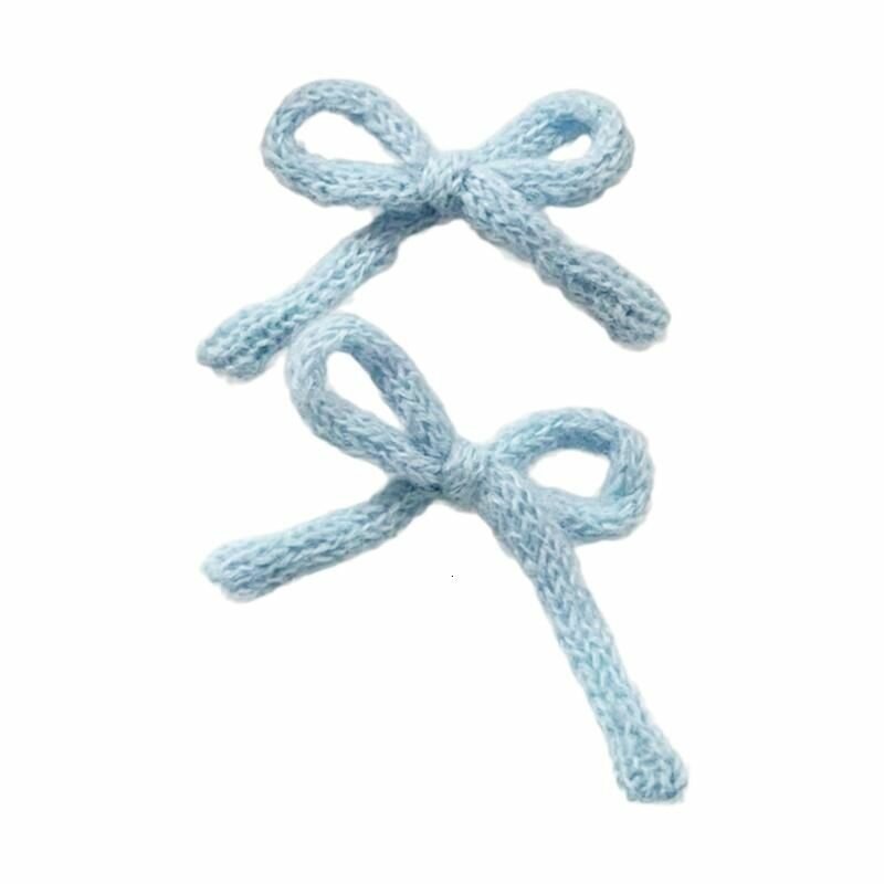 Винтажная вязаная заколка-бант, Синий