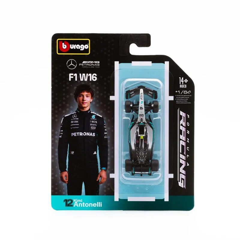 Bburago Ferrari Sf25 1:64 Черный, AMG F1 W16 No12