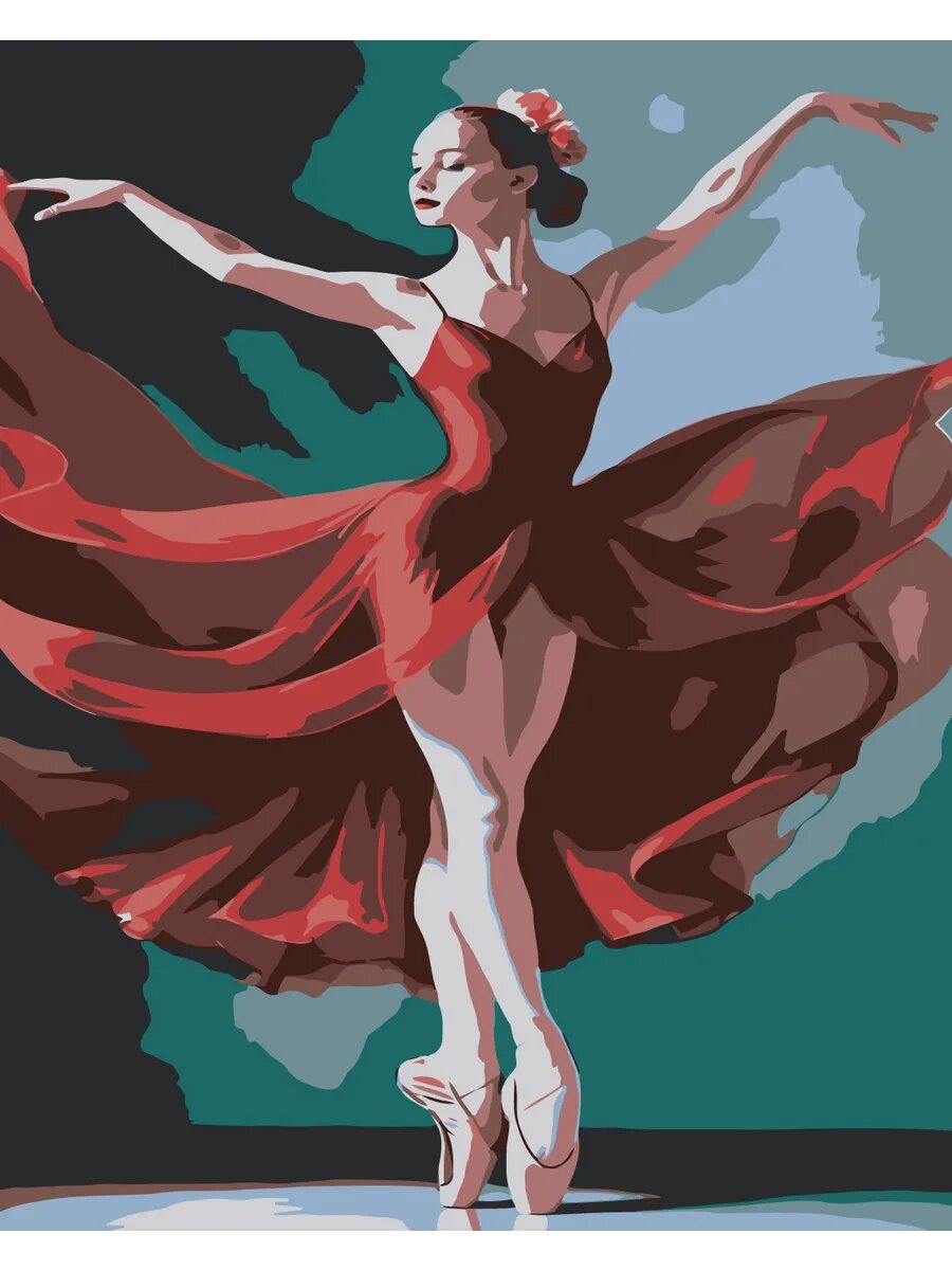 Картина по номерам Балерина Танцовщица в Красном Платье