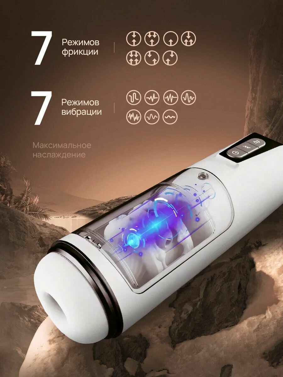 Мастурбатор, ABS пластик, силикон, пластик, белый, 28.2 см, с вибрацией — фото 1