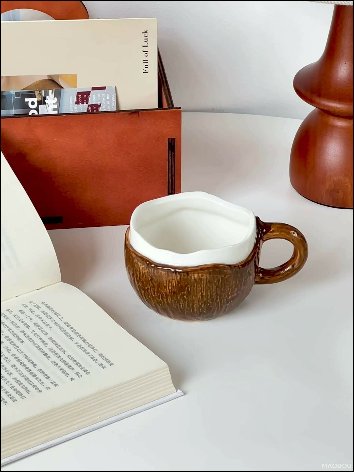 Кружка в форме кокоса Керамическая Объем 250 мл Подарочная коробка