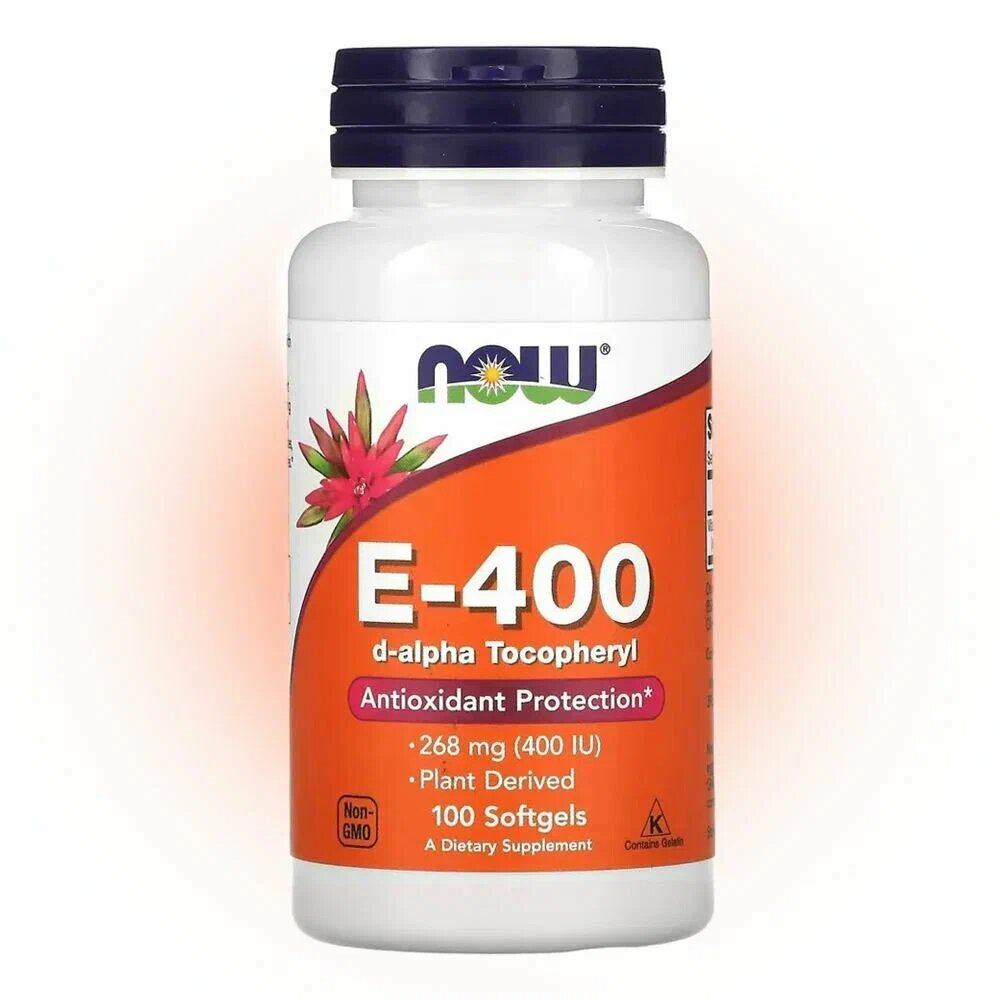 Now Foods Витамин Е-400 E-400 со смешанными токоферолами (Vitamin E-400 Mixed Tocopherols) 100 капс