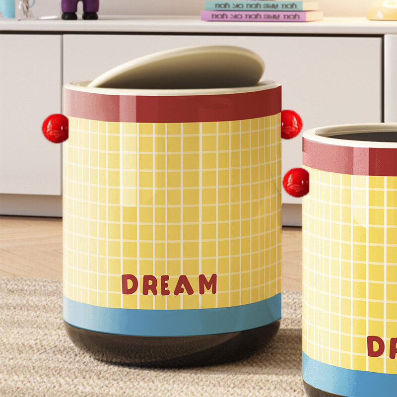 Мусорное ведро симпатичная бытовая большая корзина для мусора с крышкой желтого цвета