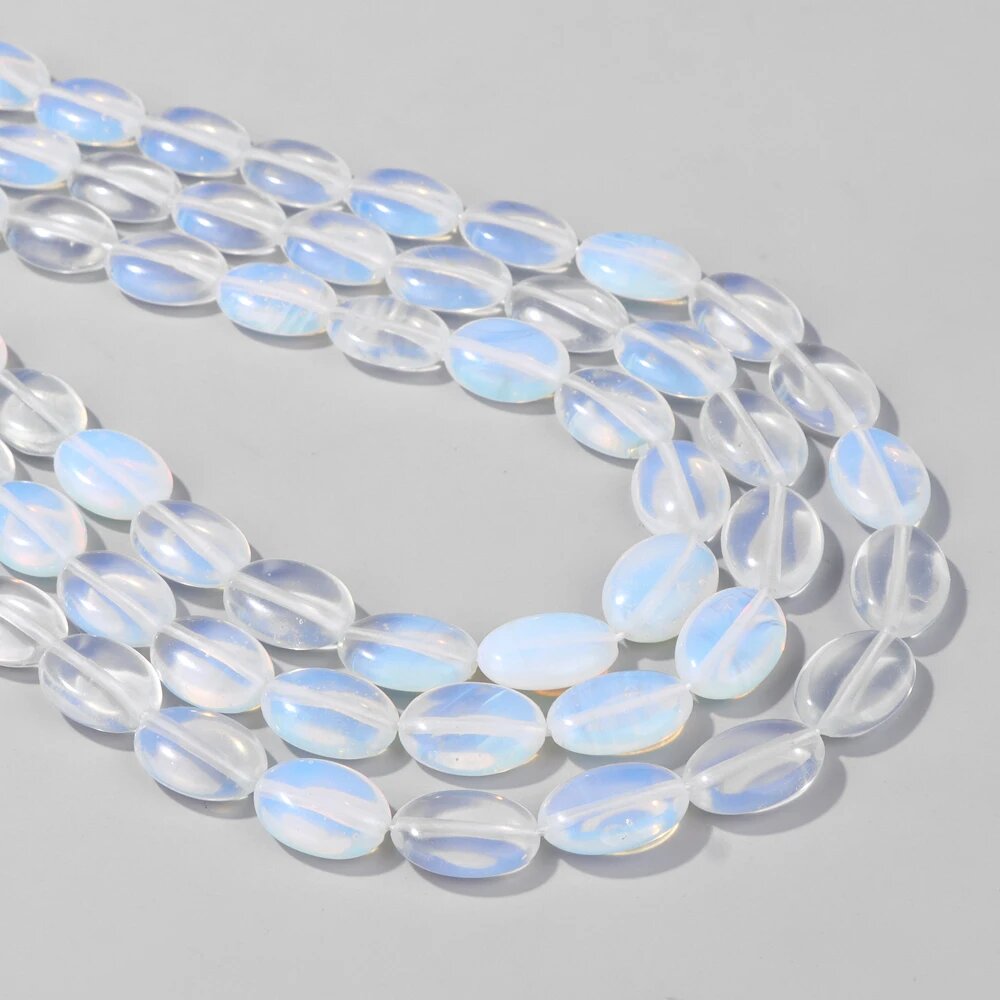 Плоские овальные бусины из камня 10x13 мм 10x14mm about 13pcs, NO.23 Opal