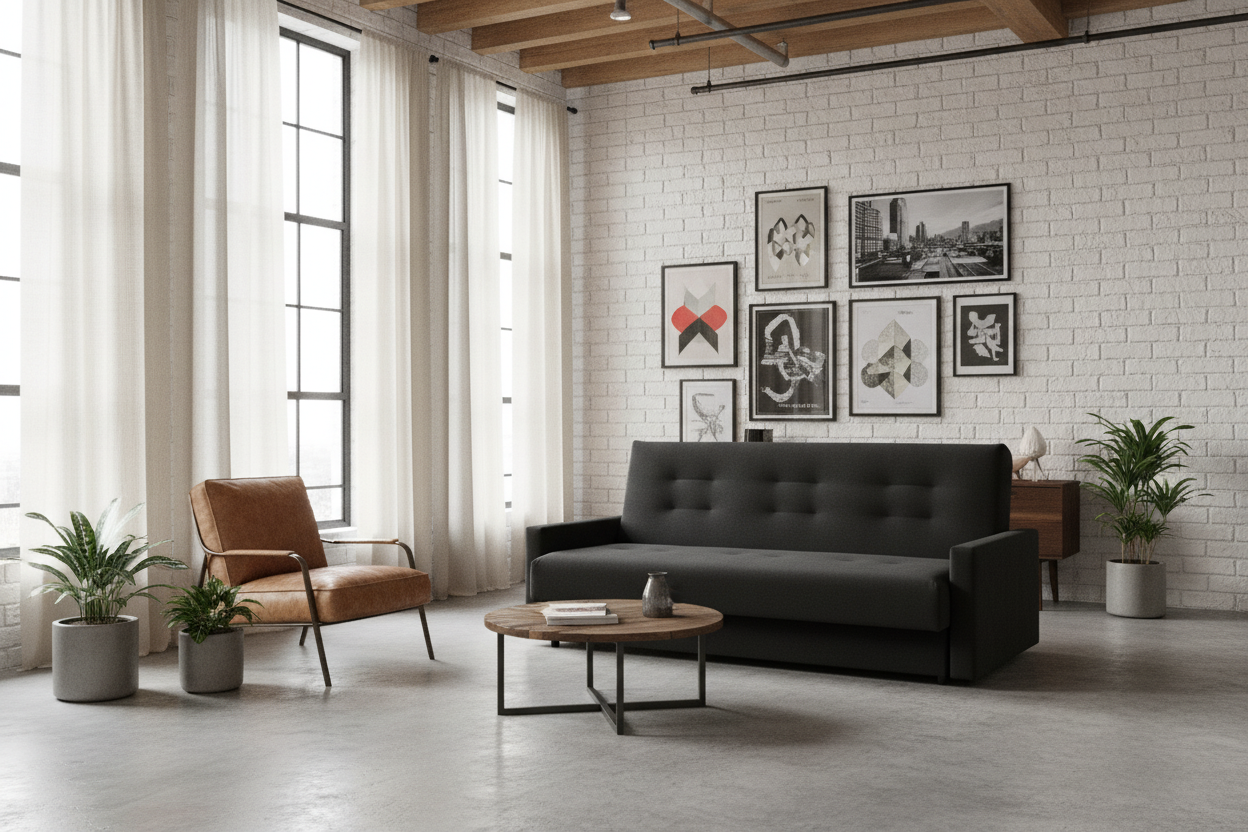 Диван кровать FotoDivan "Милан 140 пружинный блок", раскладной, прямой, механизм "книжка", черный