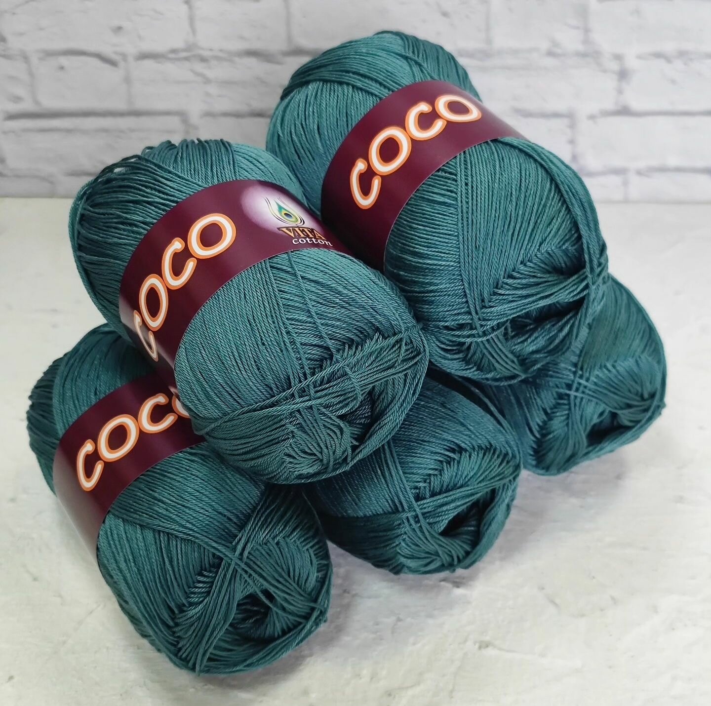 100% хлопок Vita cotton Коко/Coco 50гр*240м*2шт пыльно-бирюзовый 4337