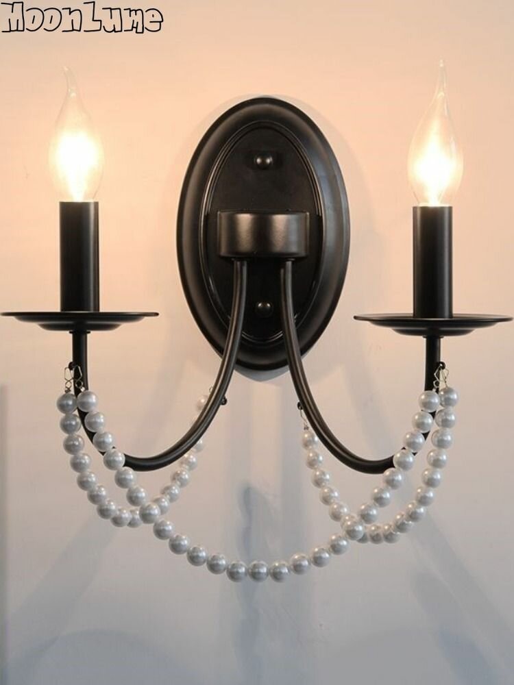 Винтажный французский настенный светильник с жемчугом