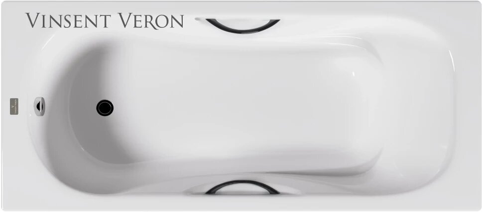 Ванна чугунная Vinsent Veron Aura VAU1707542H/VH0015BL 170x75 см, с ручками, белый