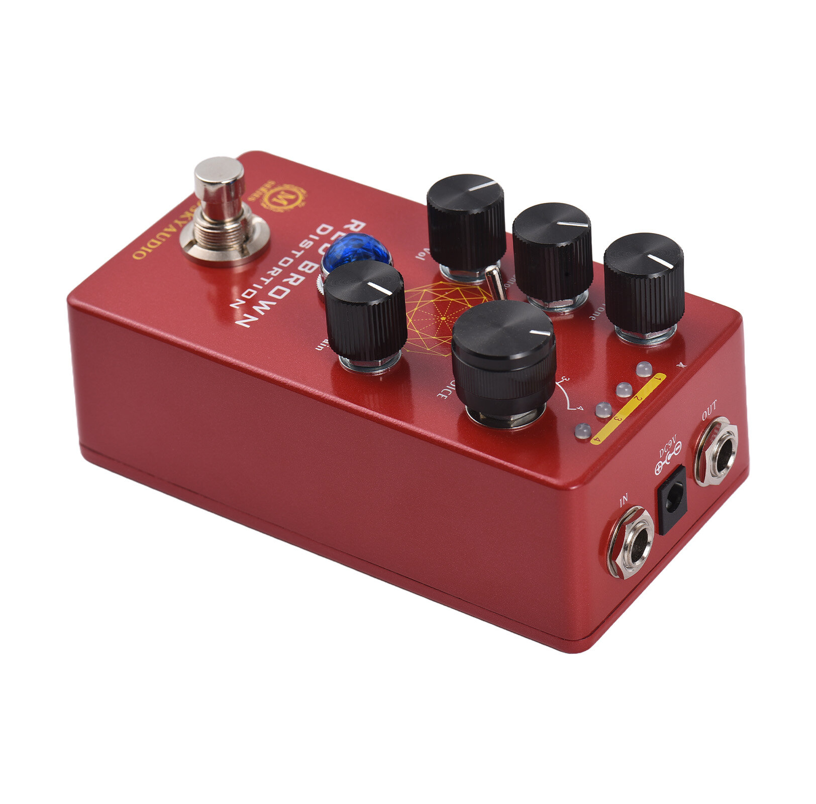 Педаль эффектов искажения для гитары MOSKYAUDIO RED BROWN Distortion Педаль эффектов для гитары и баса Distortion и 4 модели с True Bypass DC 9V 6.35mm Входной/выходной интерфейс